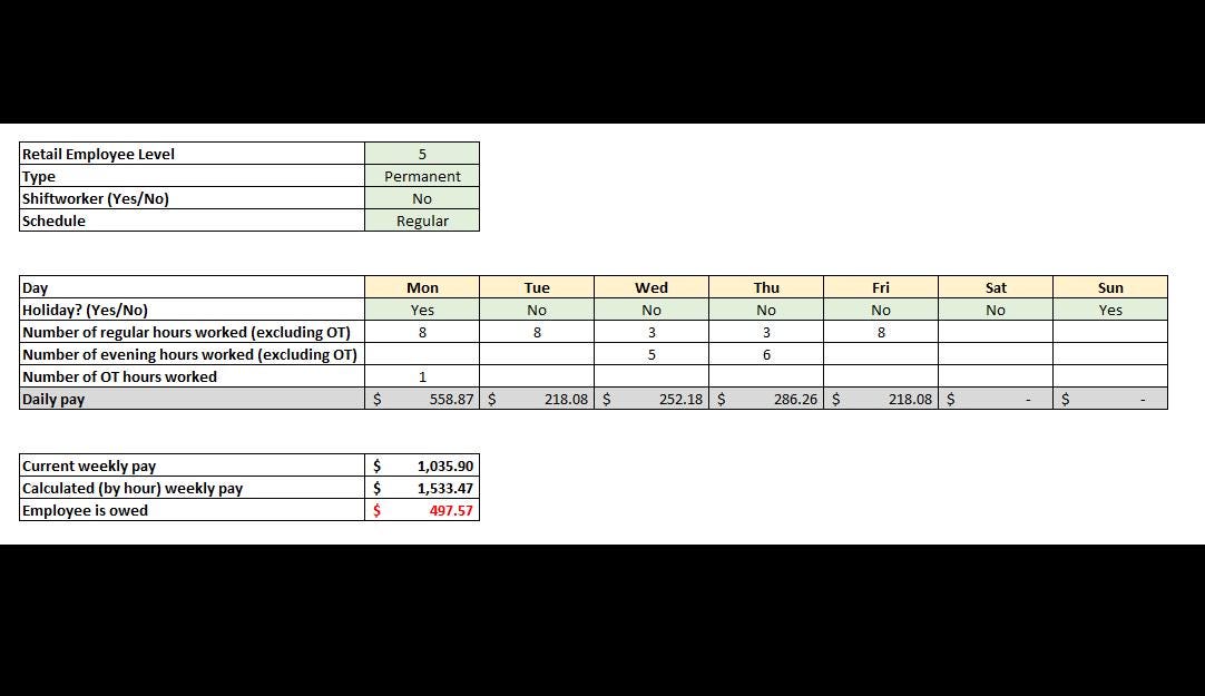 Excel Weekly Payroll Calculator With Shift Schedule and Overtime - Etsy