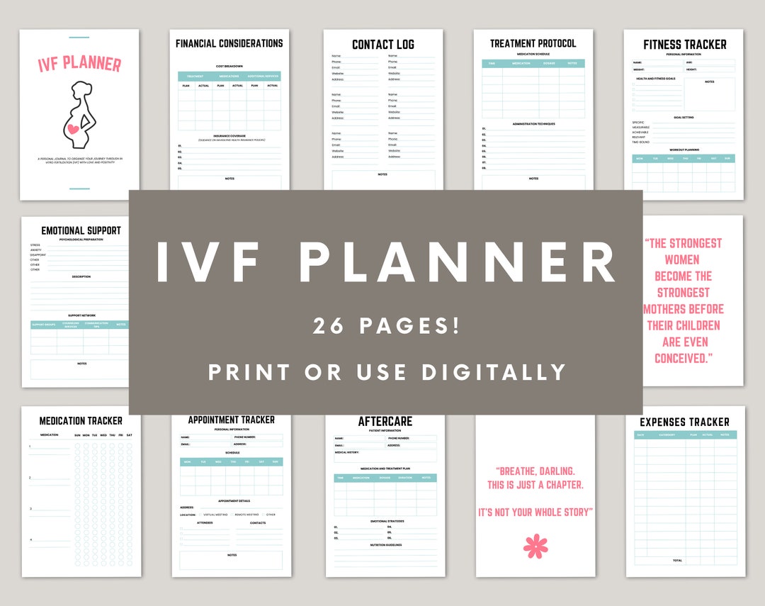 IVF Planner Document PDF - Vitro Fertilization Planner, Fertility Plan ...