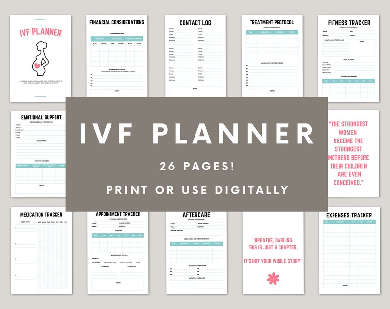 IVF Planner Document PDF - Vitro Fertilization Planner, Fertility Plan ...