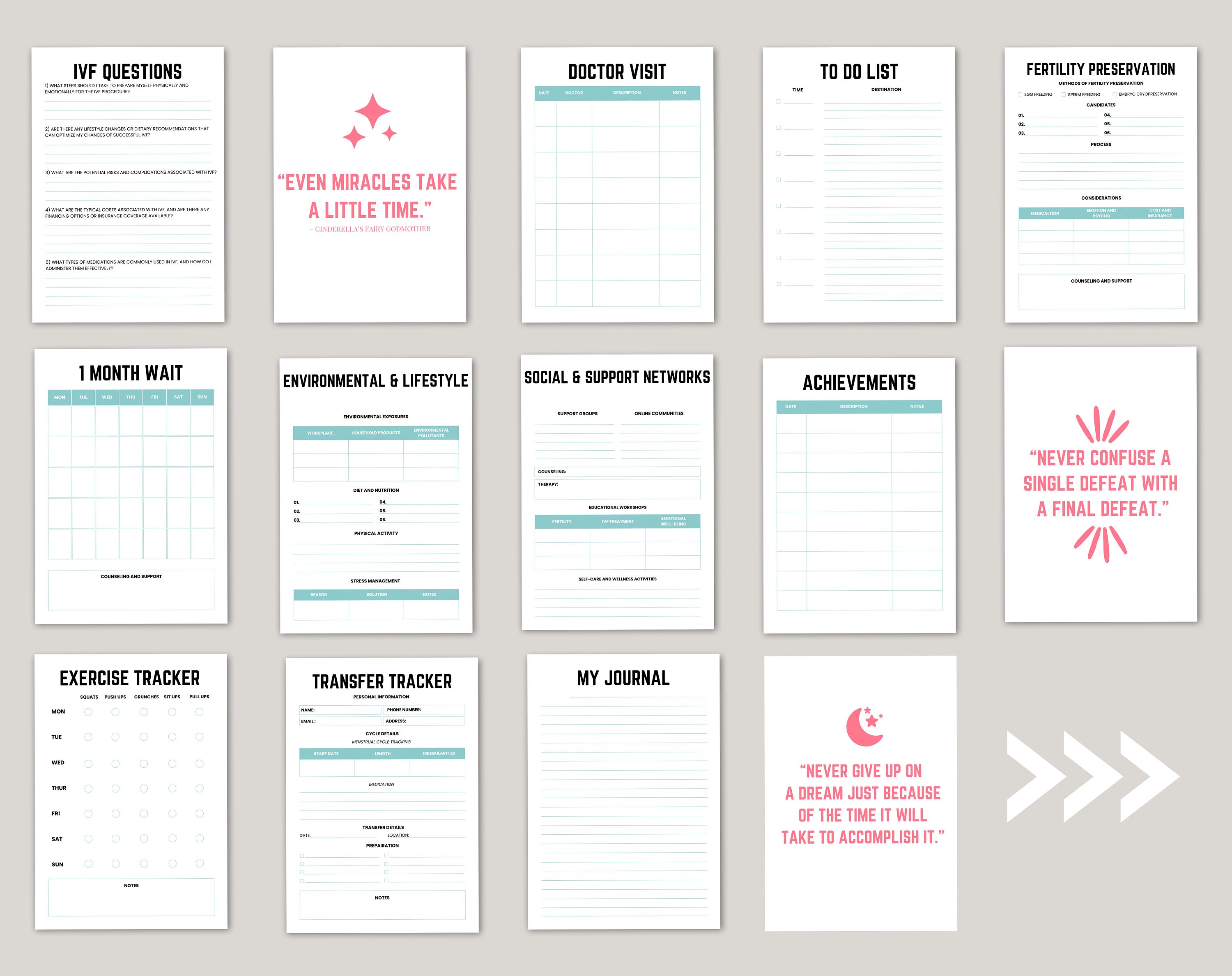 IVF Planner Document PDF - Vitro Fertilization Planner, Fertility Plan ...