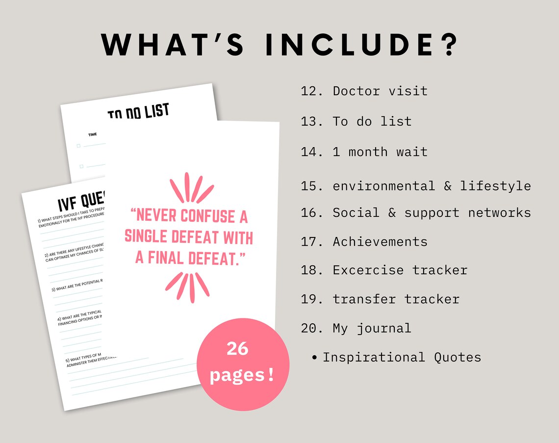 IVF Planner Document PDF - Vitro Fertilization Planner, Fertility Plan ...