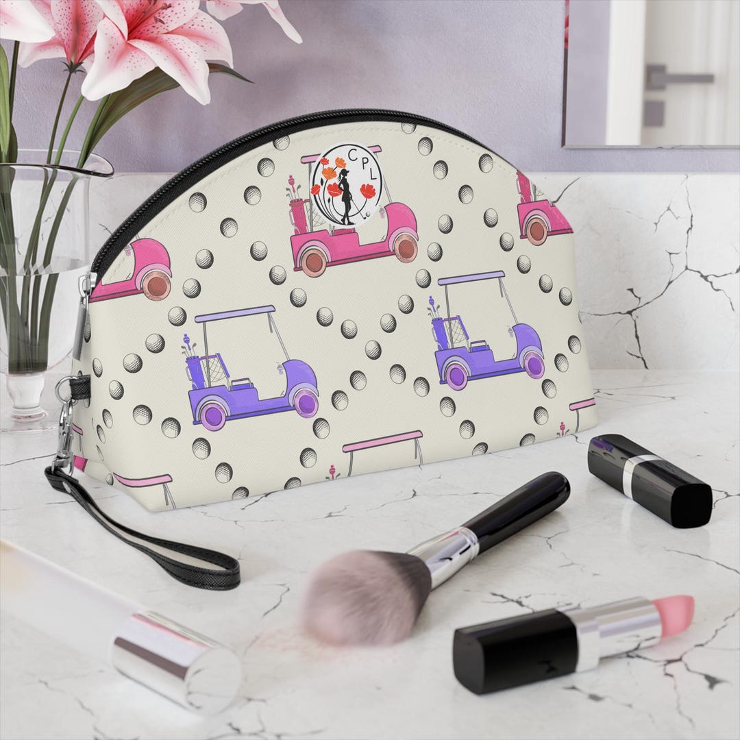 Little Purple and Pink Golf Carts Makeup Bag - Etsy