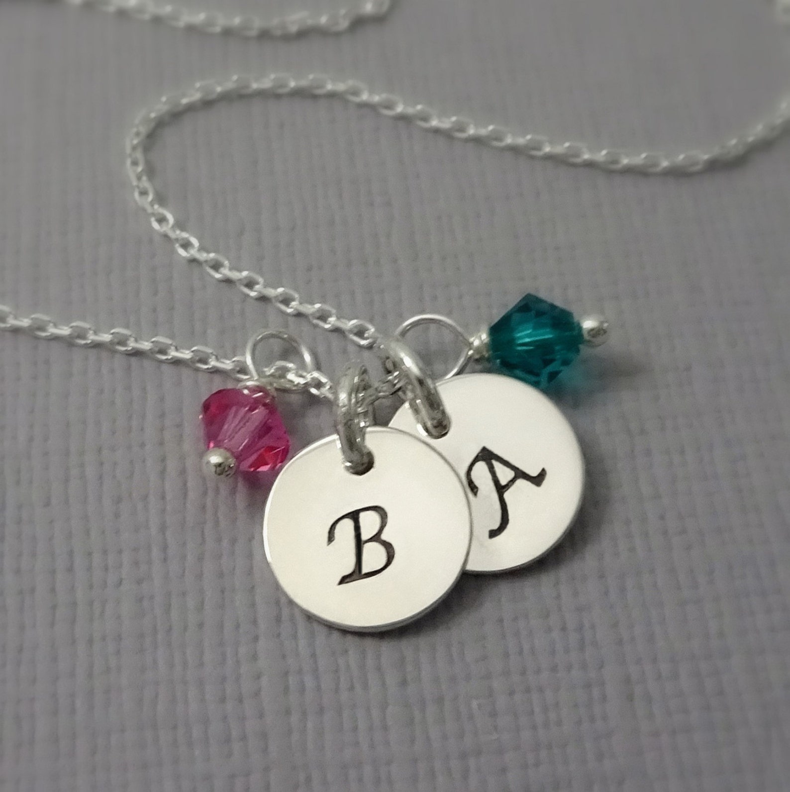 Initial Necklace Birthstone Necklace Monogram Necklace - Etsy