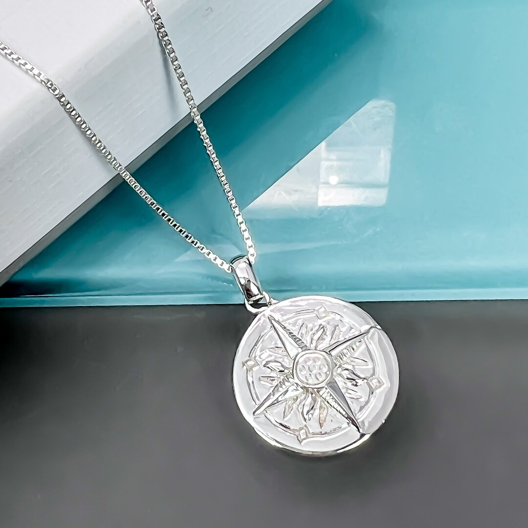 Sterling Silver Compass Necklace, Daughter Niece Granddaughter ...
