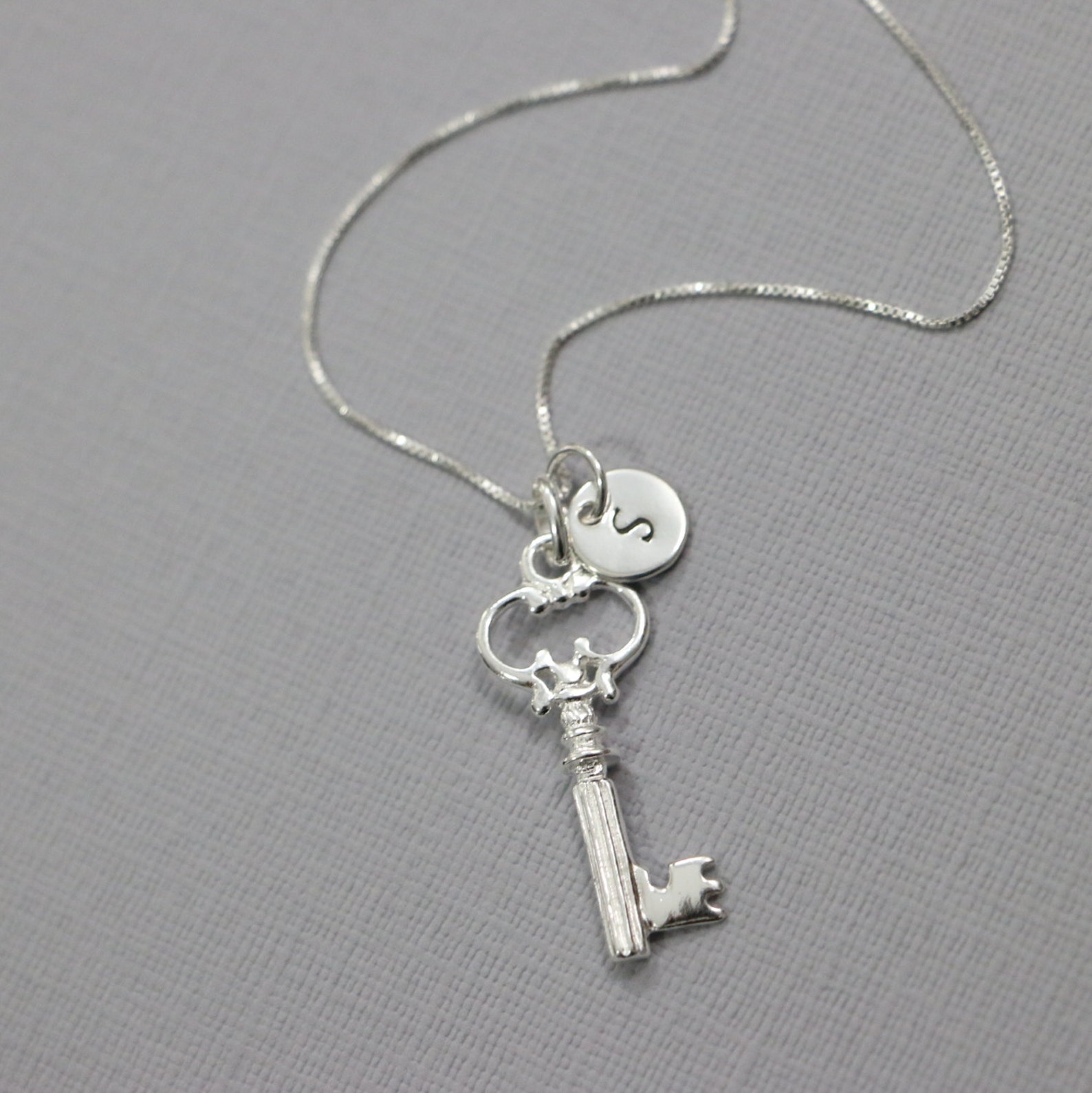 Personalized Sterling Silver Key Necklace, Sterling Silver Key Pendant ...