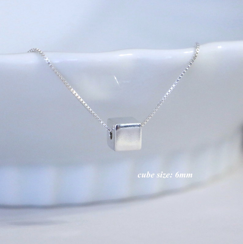 Sterling Silver Cube Necklace, Sterling Silver Necklace, Silver ...