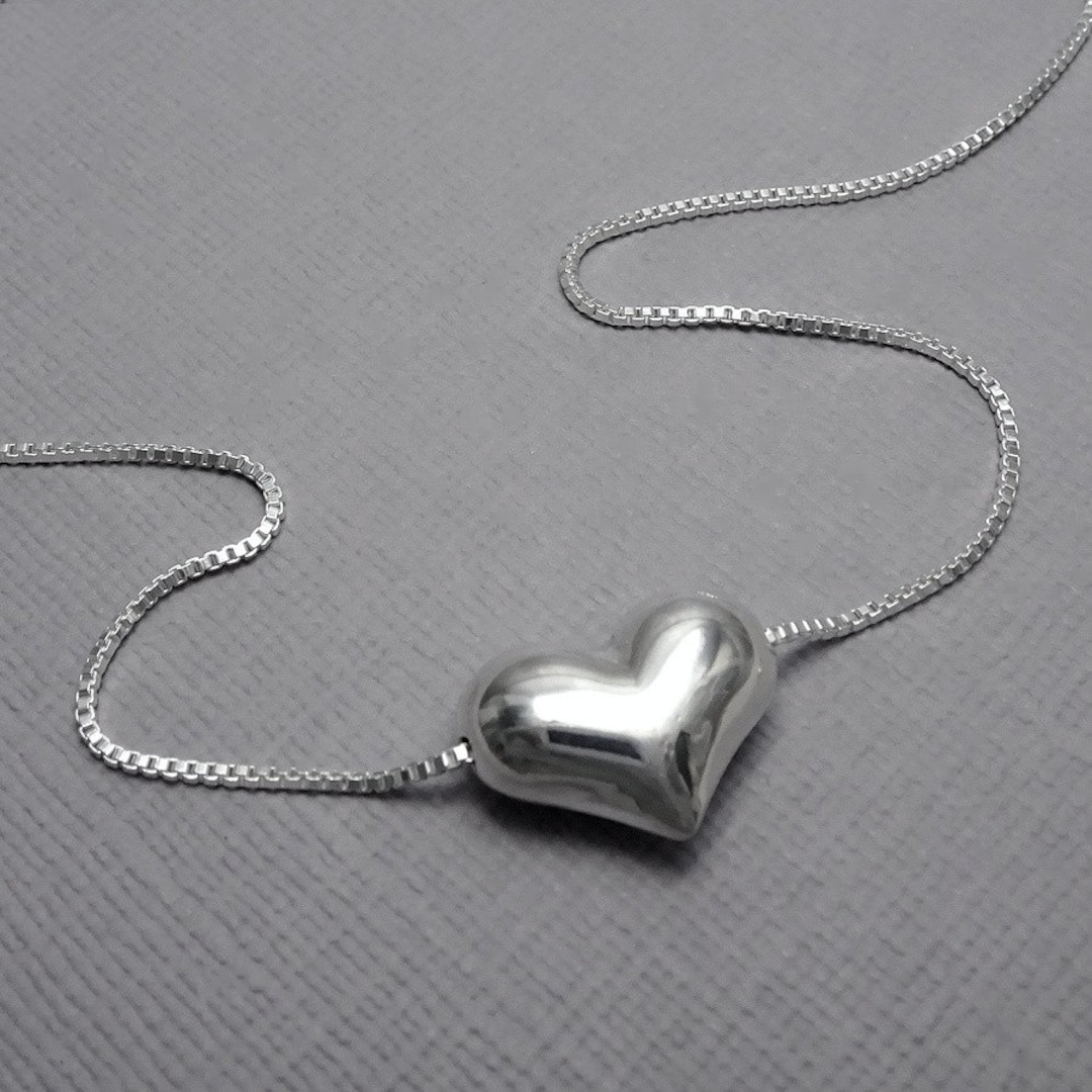 Sterling Silver Heart Necklace, Heart Necklace, Silver Heart Necklace ...