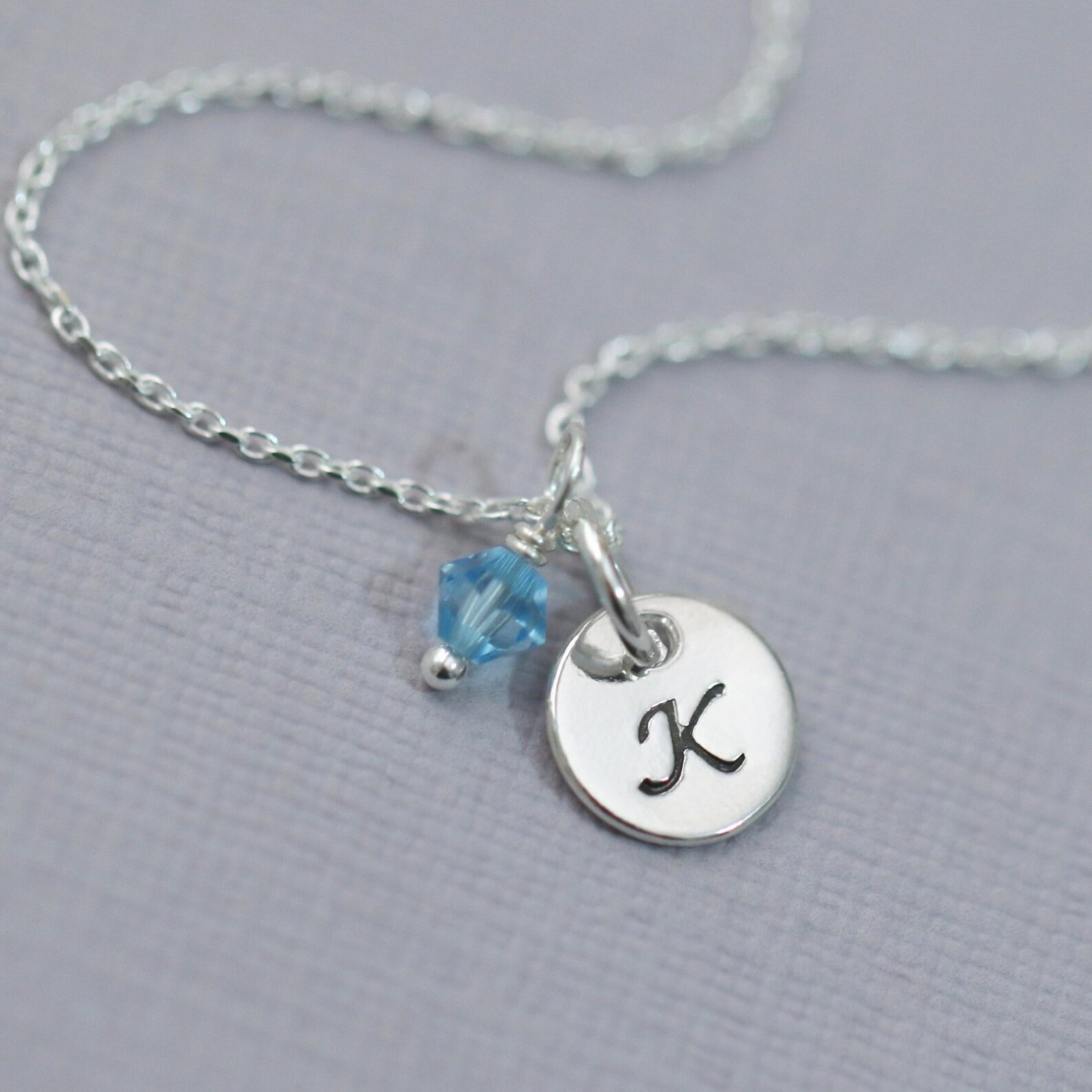 Sterling Silver Initial Necklace Birthstone Necklace - Etsy