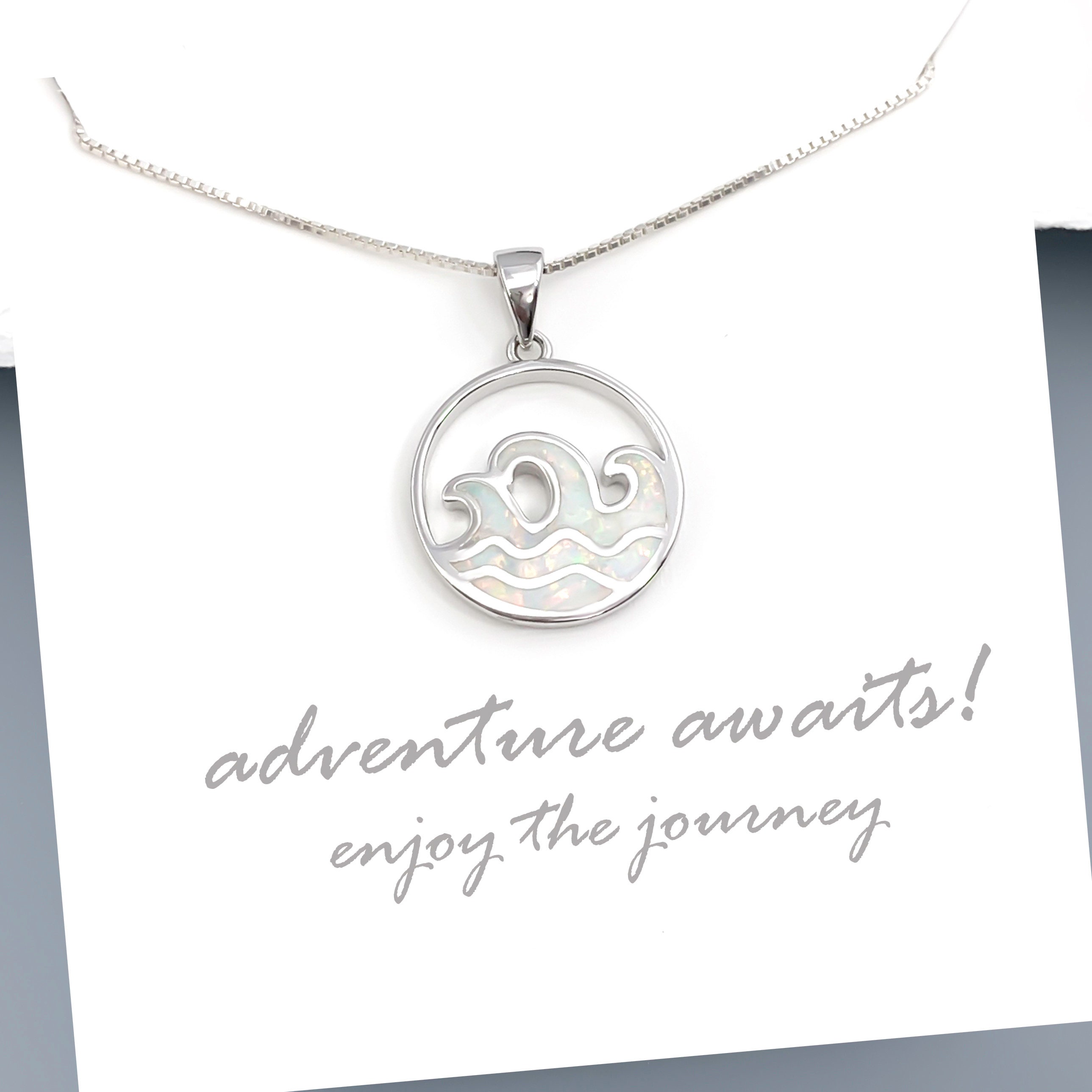 Sterling Silver Wave Pendant with Lab Created Opal Wave | Etsy