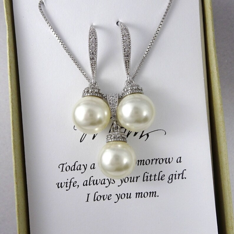 Mother of the Bride Gift Jewelry Set Swarovski Ivory Pearl - Etsy
