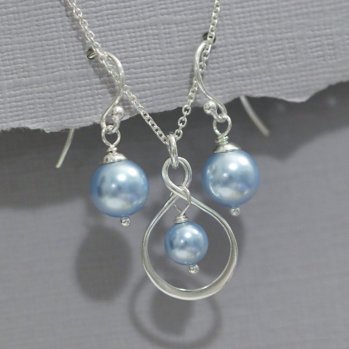 Light Blue Wedding Jewelry Bridesmaid Infinity Jewelry | Etsy