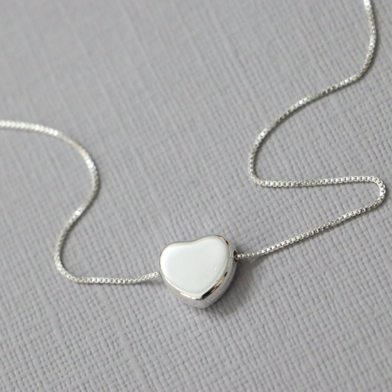 Sterling Silver Heart Necklace Bridesmaid Necklace | Etsy