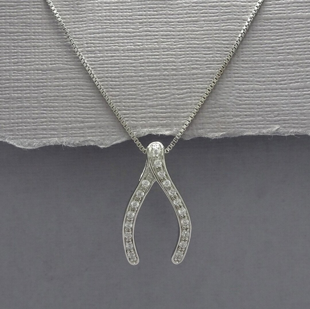 Wishbone Necklace, Sterling Silver Wishbone Necklace, Wishbone Pendant ...