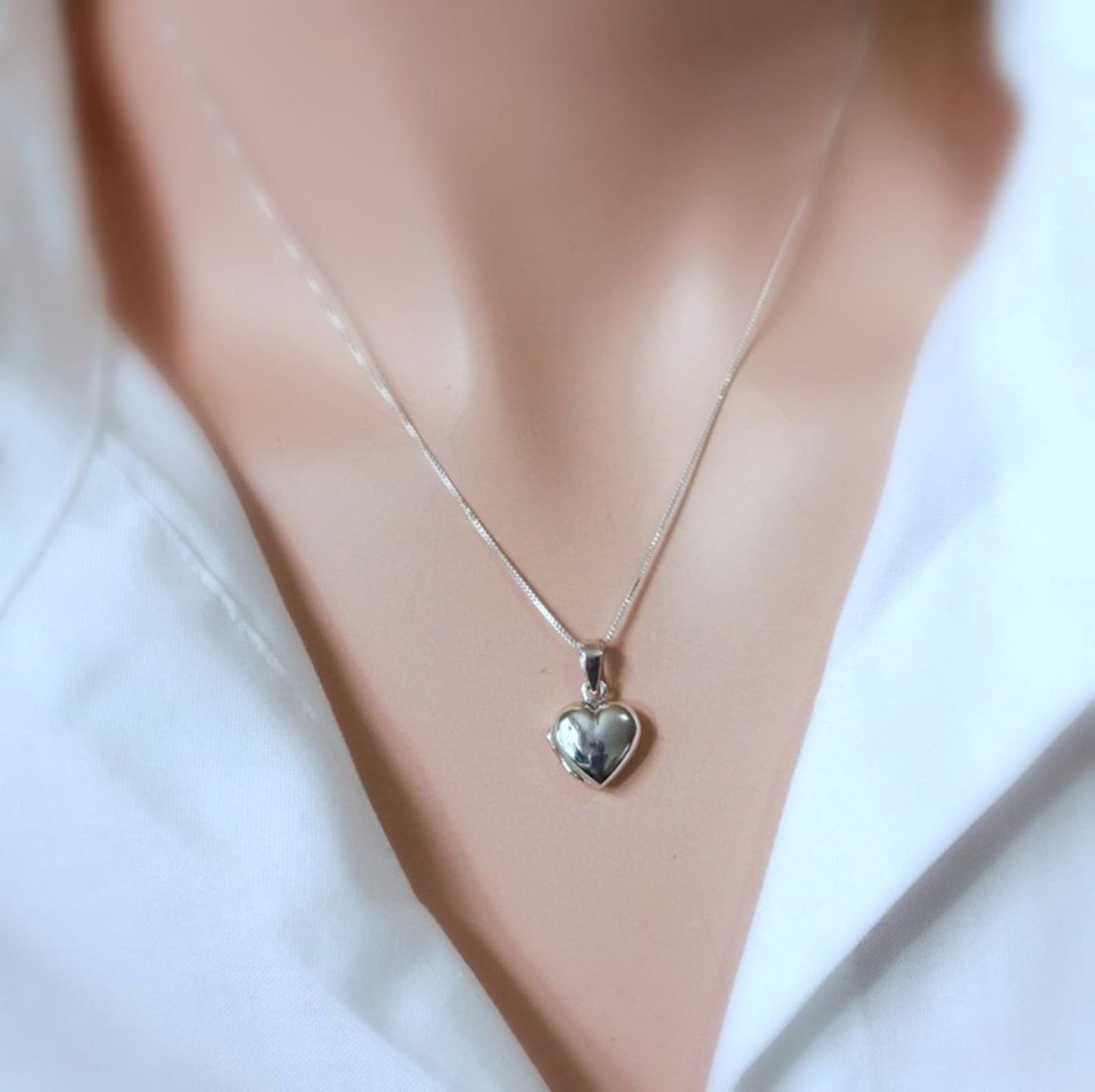 Sterling Silver Heart Locket Locket Necklace Sterling Silver - Etsy