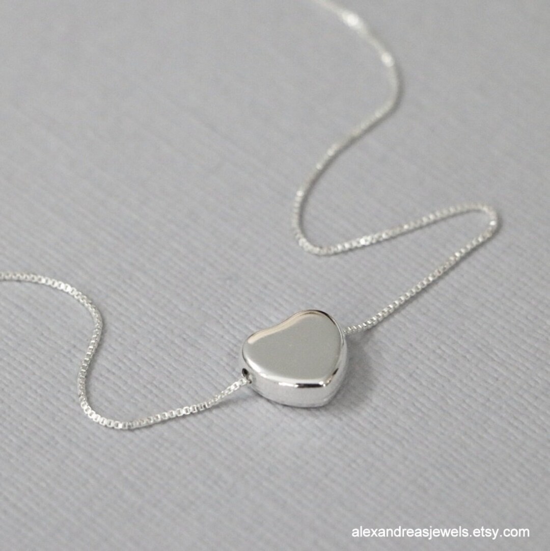 Sterling Silver Heart Necklace, Silver Heart Necklace, Valentines Gift ...