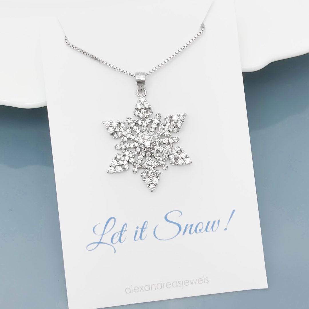 Sterling Silver and CZ Snowflake Necklace, Wife Gift Necklace ...