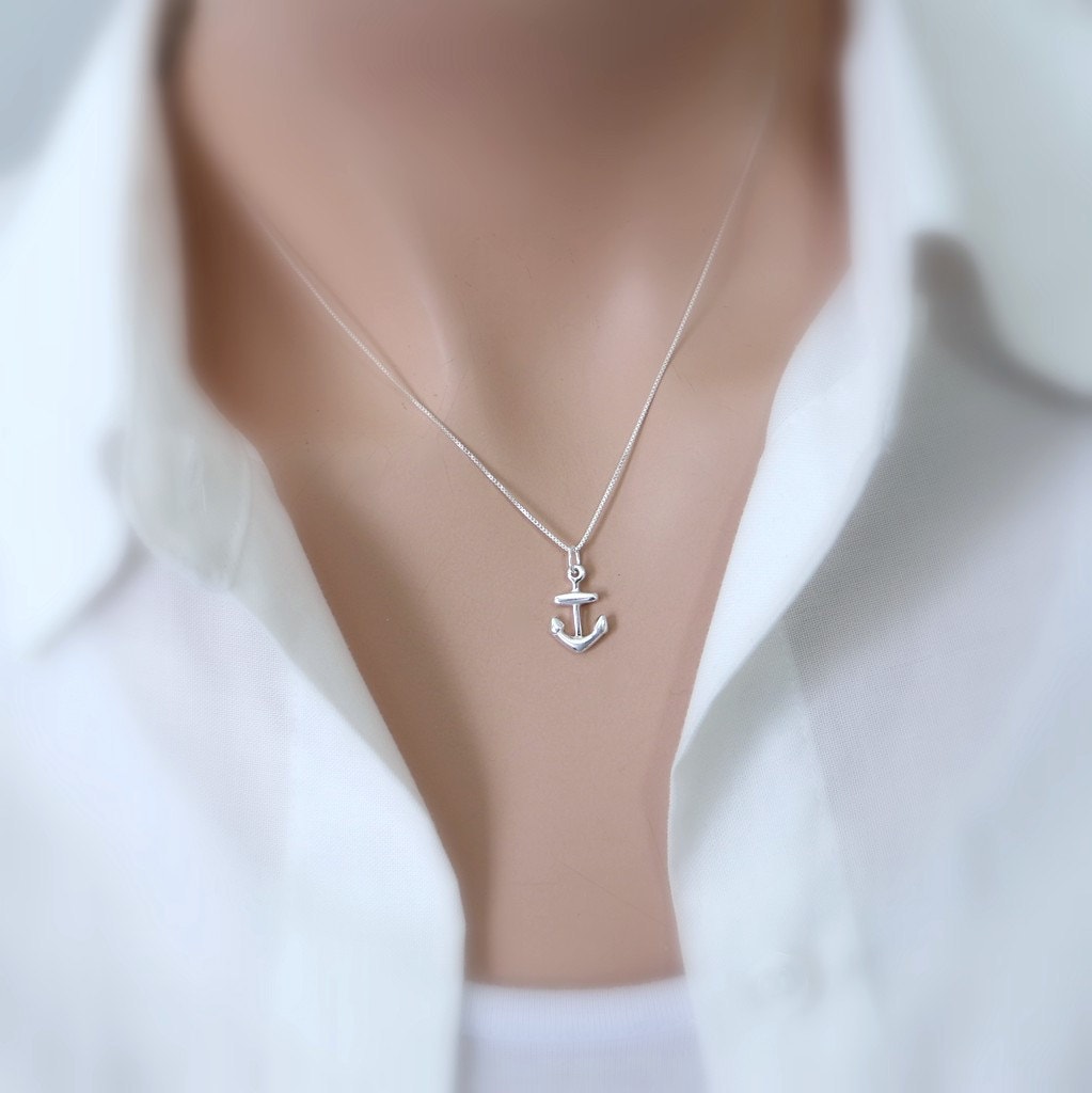 Sterling Silver Anchor Necklace Girlfriend Gift Gift for | Etsy