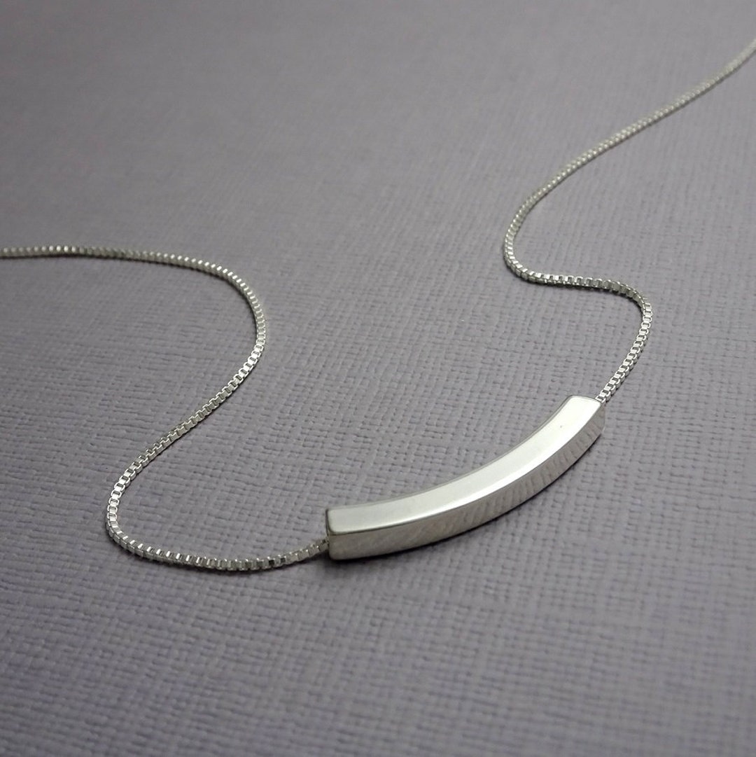 Sterling Silver Tube Bar Necklace, Sterling Silver Tube Necklace ...