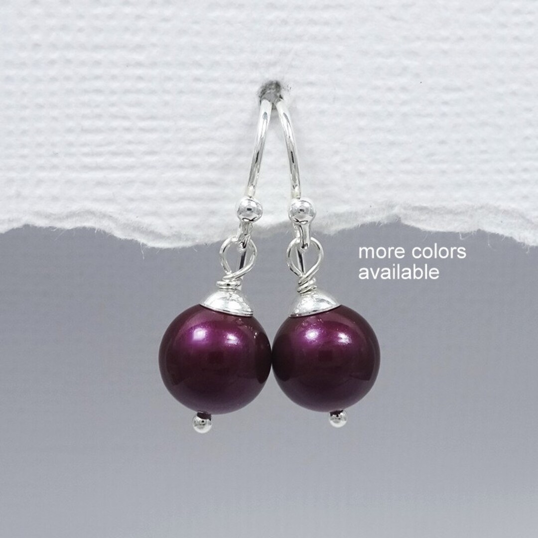 Plum Pearl Bridesmaid Gift Earrings, Plum Bridesmaid Gift, Purple ...