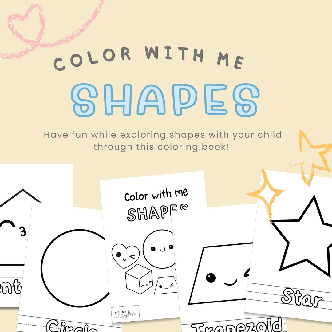 Color With Me: Shapes Digital Coloring Pages Kawaii Cute Coloring ...