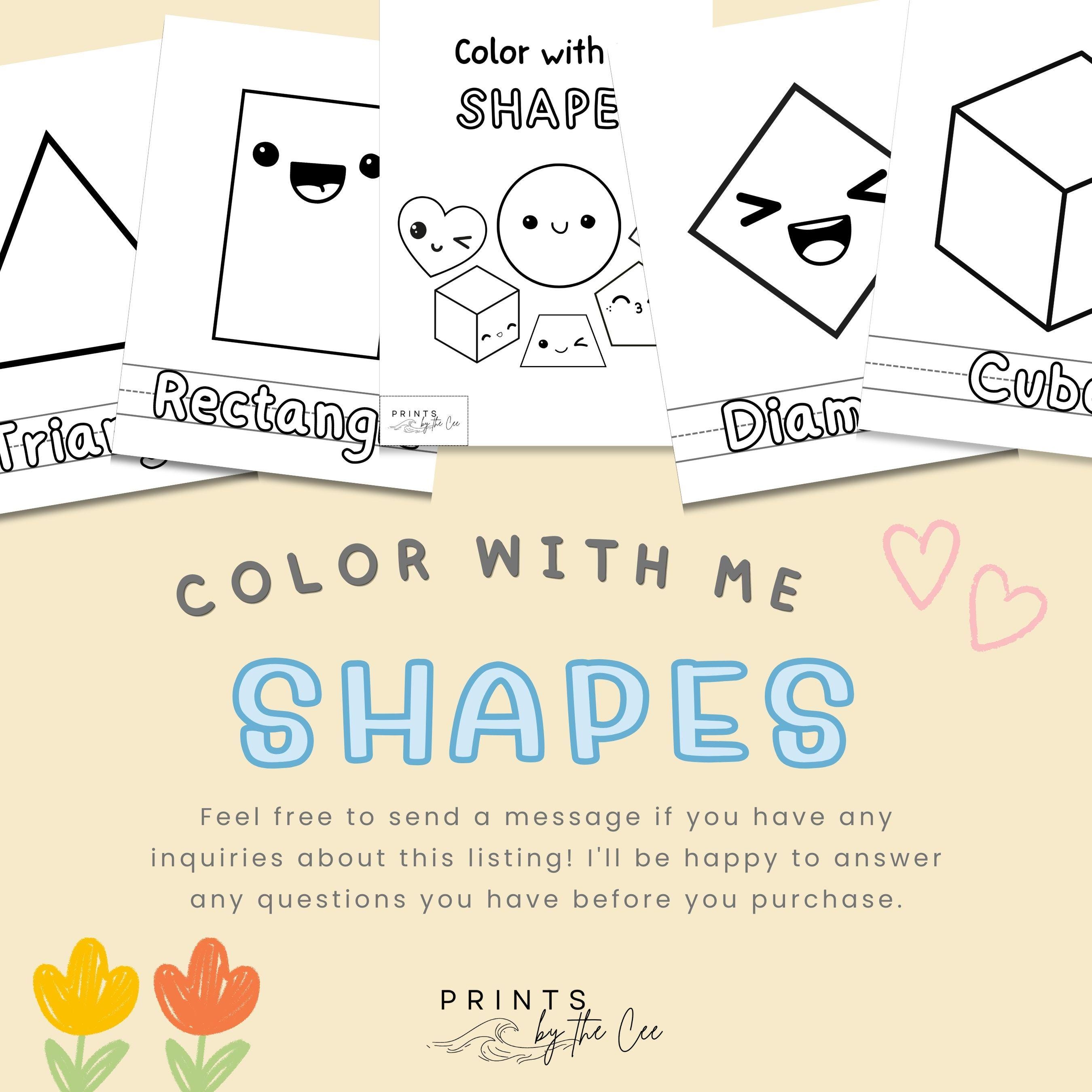 Color With Me: Shapes Digital Coloring Pages Kawaii Cute Coloring ...
