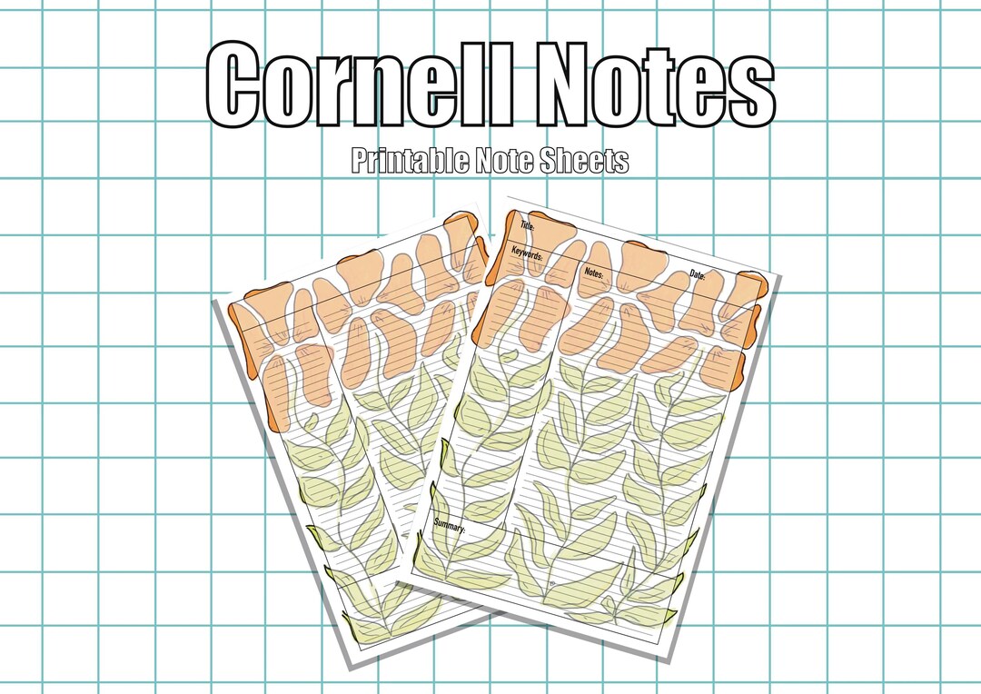 Colourful Cornell Notes Paper Printable, Cornell Method Student Note ...