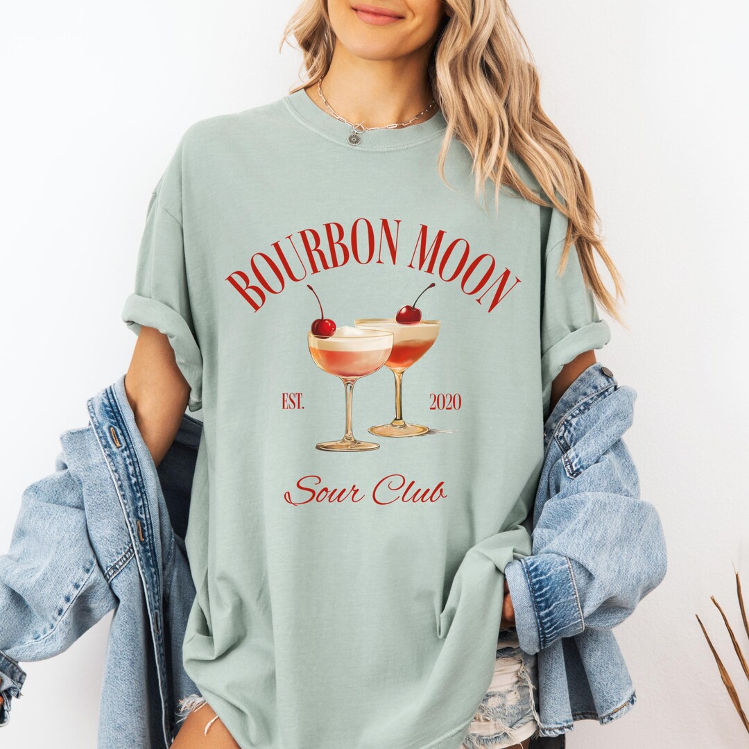Bourbon Moon Sour Club T-shirt, Whiskey Sour Tee, Retro Cocktail Shirt ...