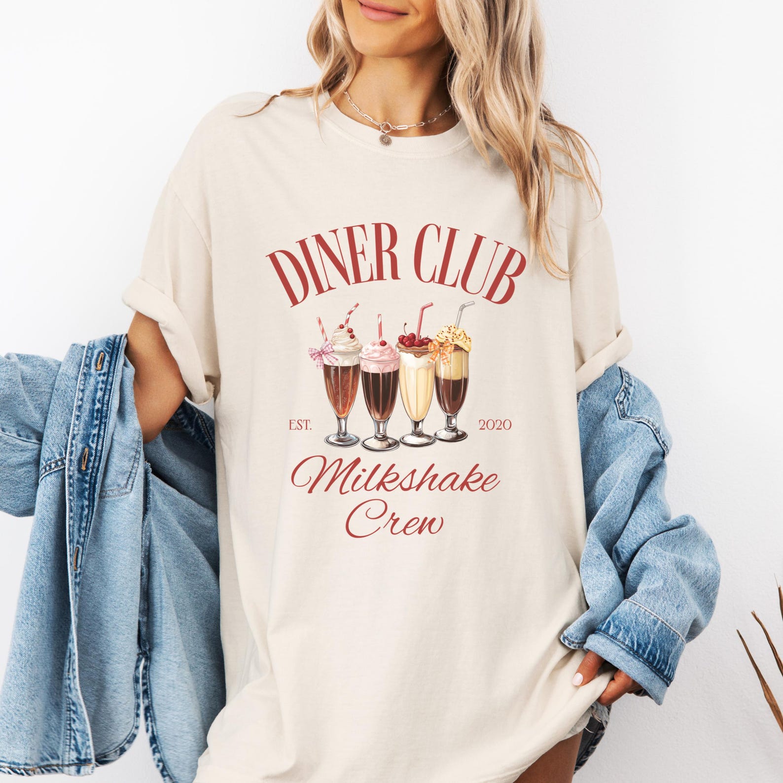 Retro Milkshake T-shirt, Retro Milkshake Crew Shirt Ice Cream Shop ...