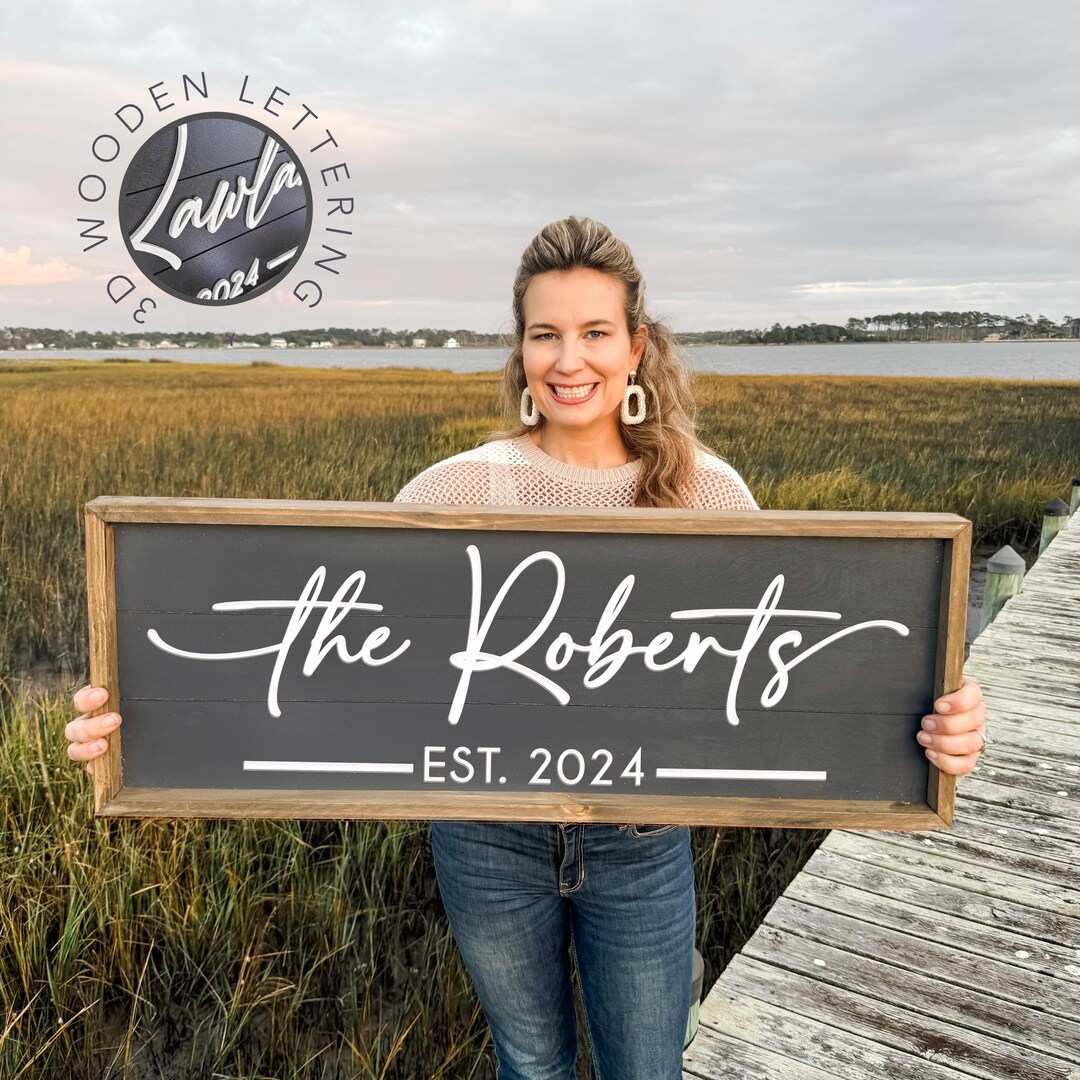 Custom Family Name Sign With Established Year | Personalized Wooden ...