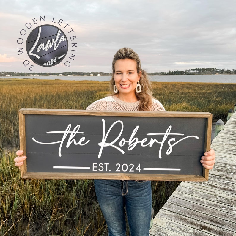 Family Name Sign | Personalized Wooden Sign | Family Name & Established ...