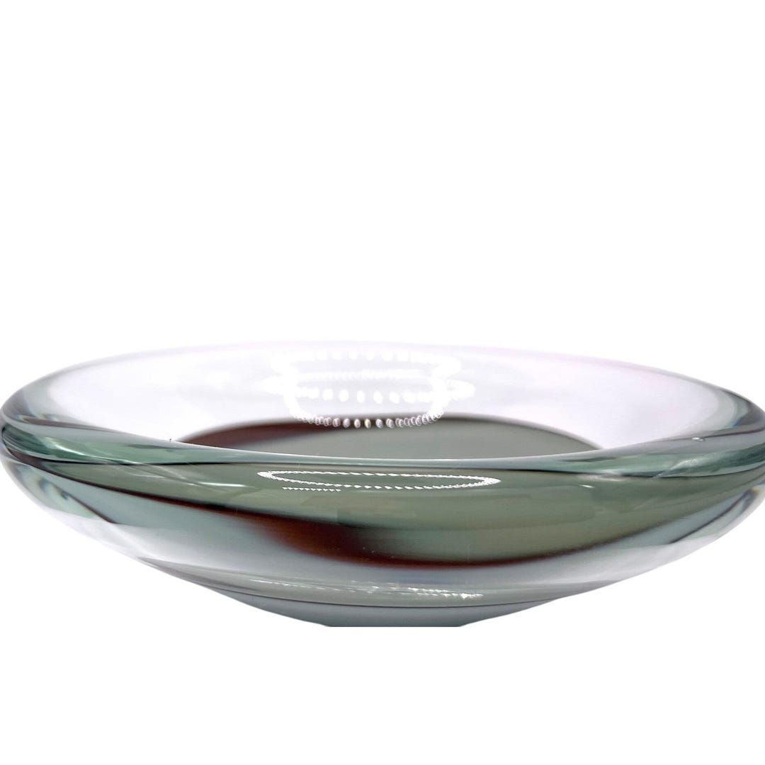 Shaun Weisbach Signed Art Glass Bowl – Handblown Clear Gray Studio ...
