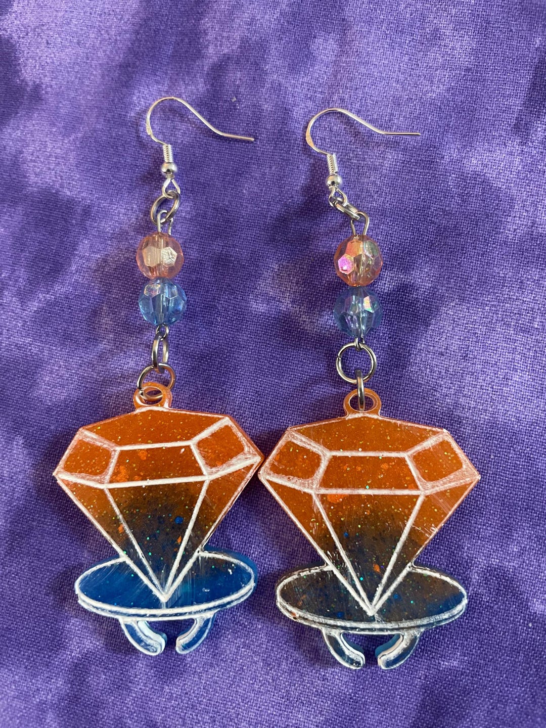 Ring Pop Blue/orange Resin Earrings - Etsy