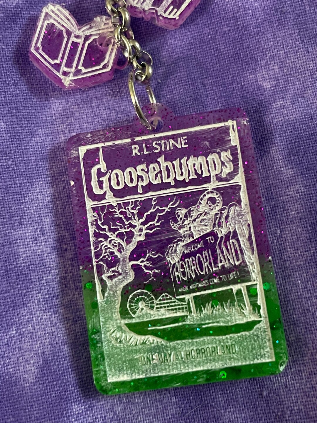 Goosebumps Green/purple Acrylic and Resin Charm Necklace - Etsy