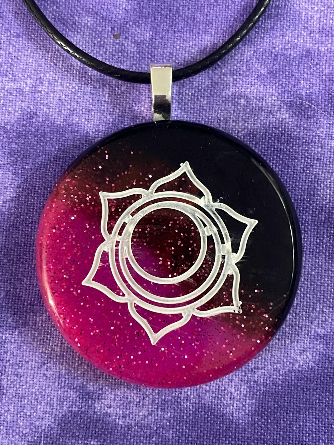 Sacral Chakra Pink and Black | Resin Pendant Necklace - Etsy