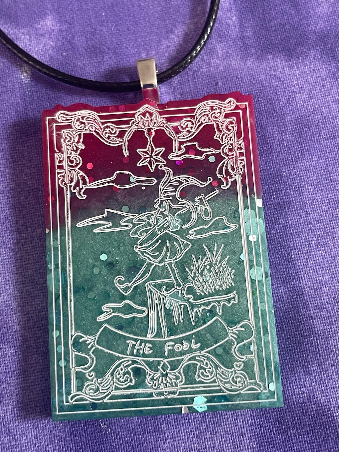 The Fool Neon Pink/turquoise | Resin Tarot Card Pendant Necklace - Etsy