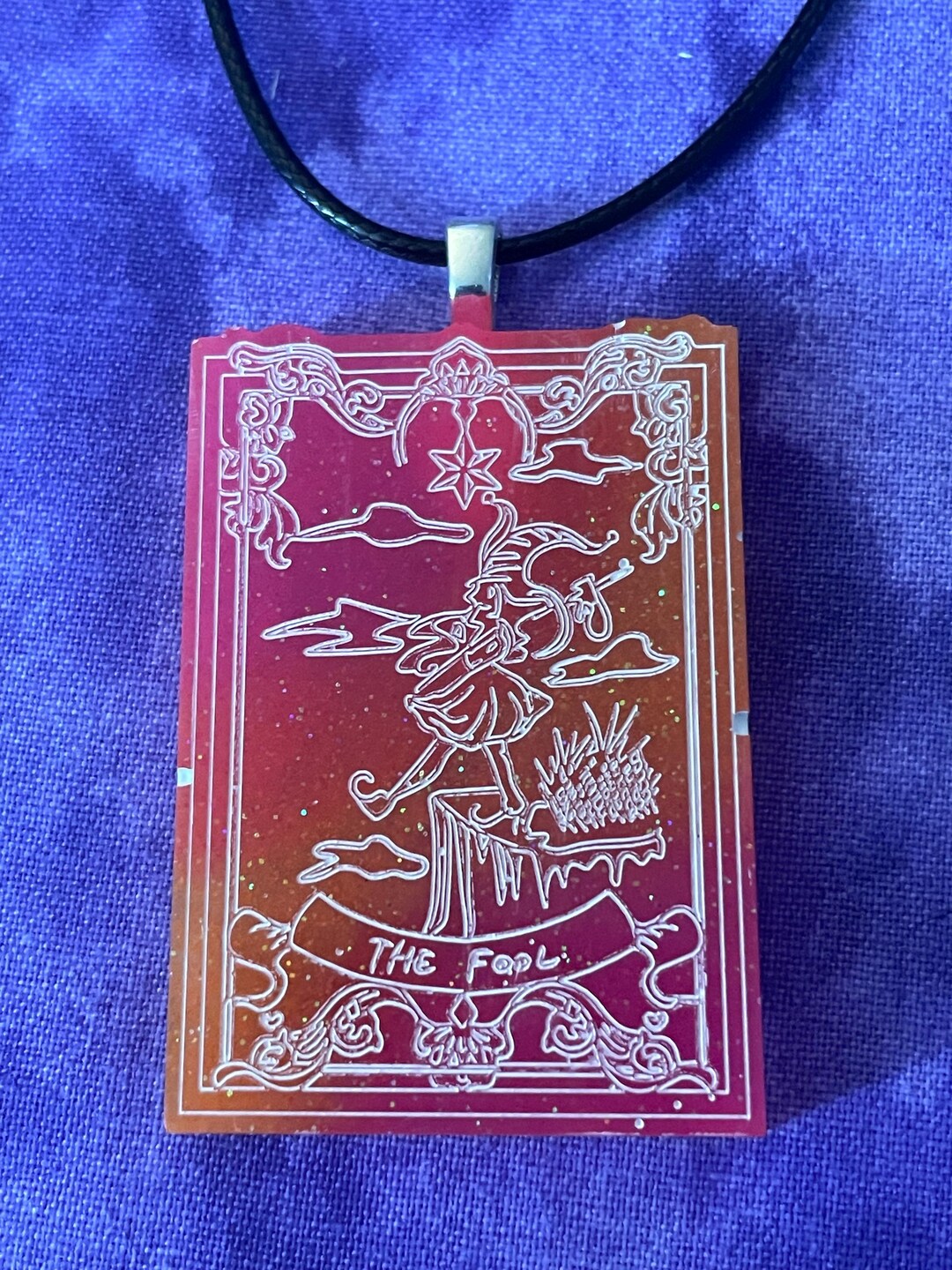 The Fool Neon Pink/orange | Resin Tarot Card Pendant Necklace - Etsy