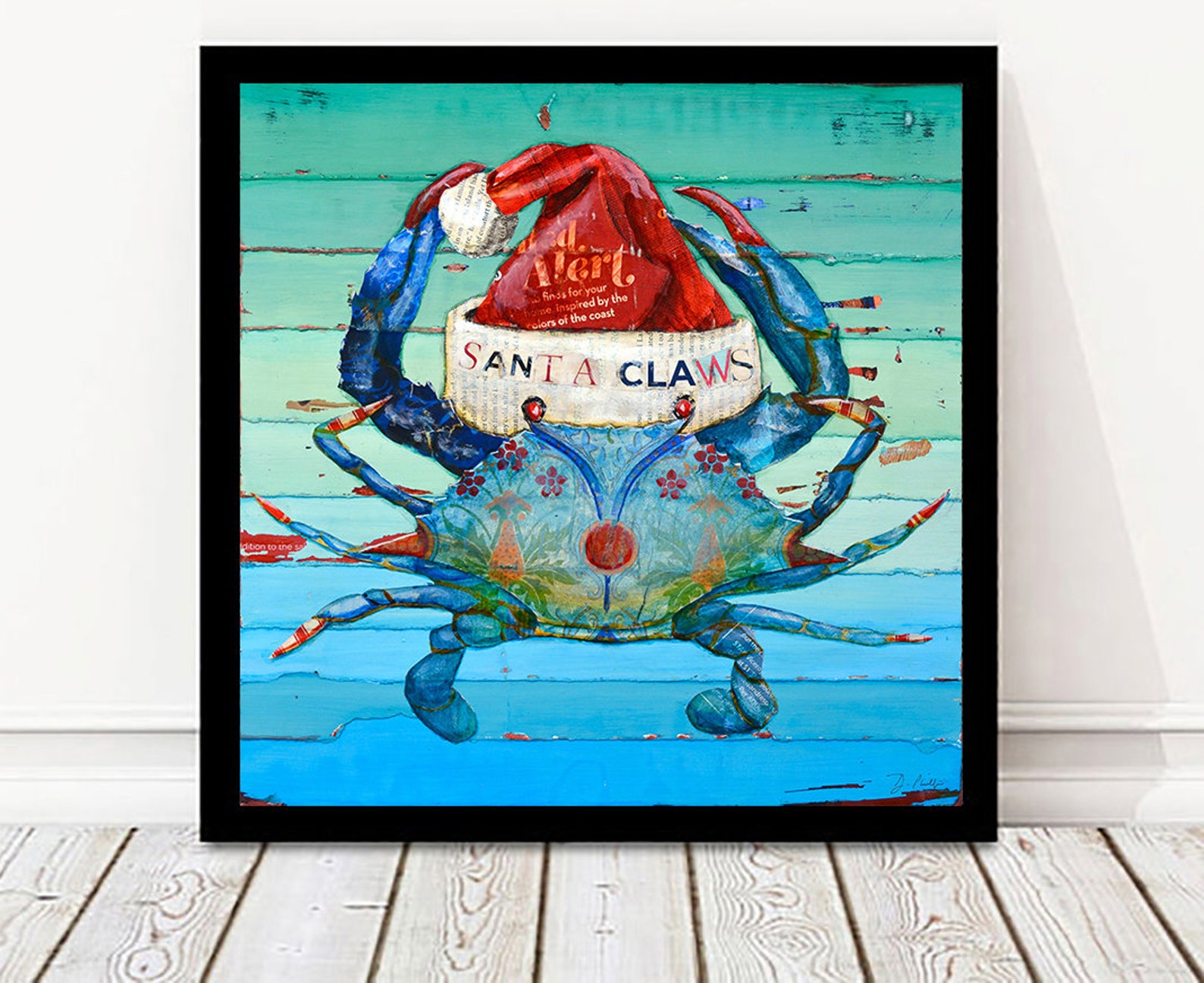 Santa Claws- Fine Art PRINT or CANVAS, Unframed, Christmas Holiday Crab ...