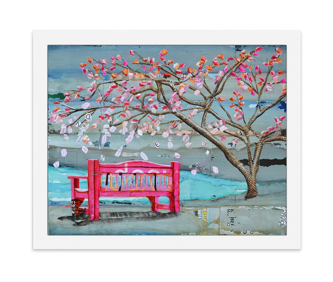 Tree of Life -fine Art PRINT or CANVAS, Cherry Blossom Tree, Park Bench ...