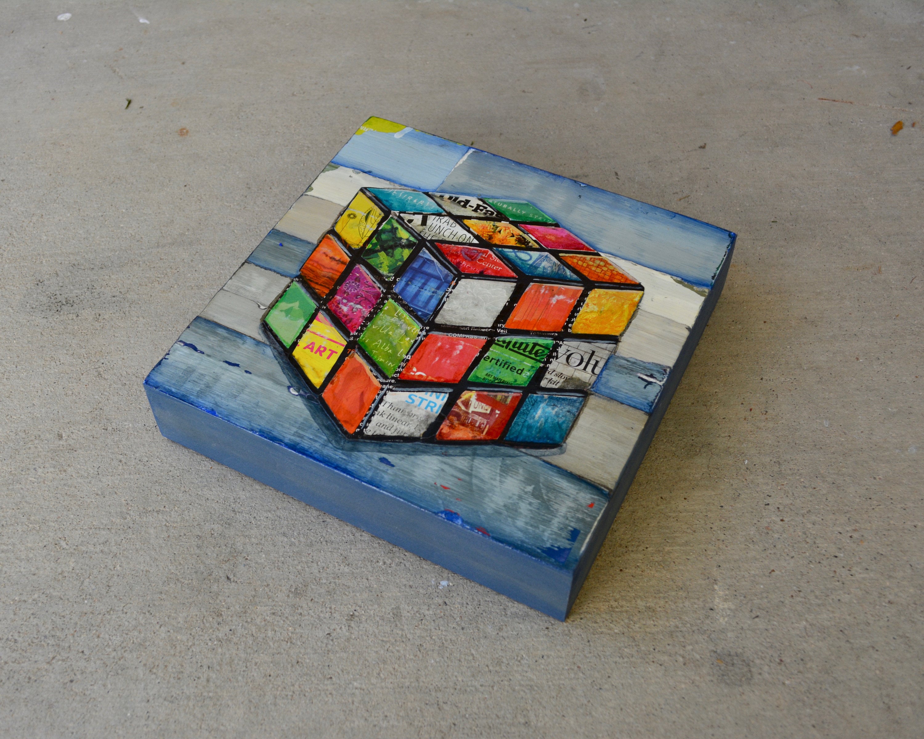 Hip 2 Be Square - Original Mixed Media Collage 8x8 by 1.5 Deep on ...