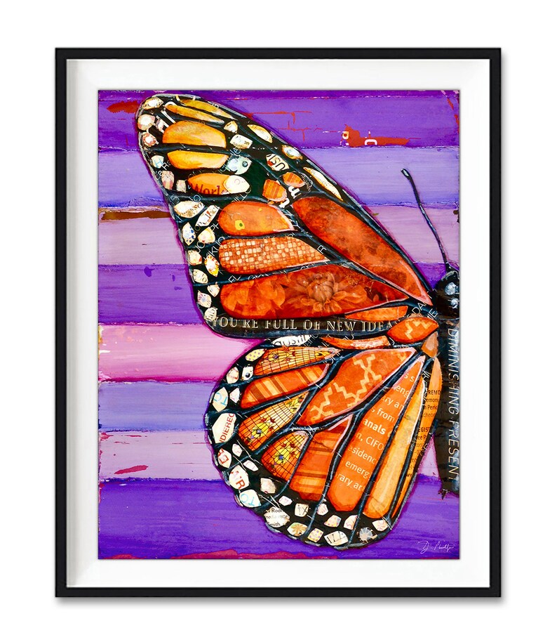Long Live the Monarch butterfly Mixed Media Collage Fine ART - Etsy