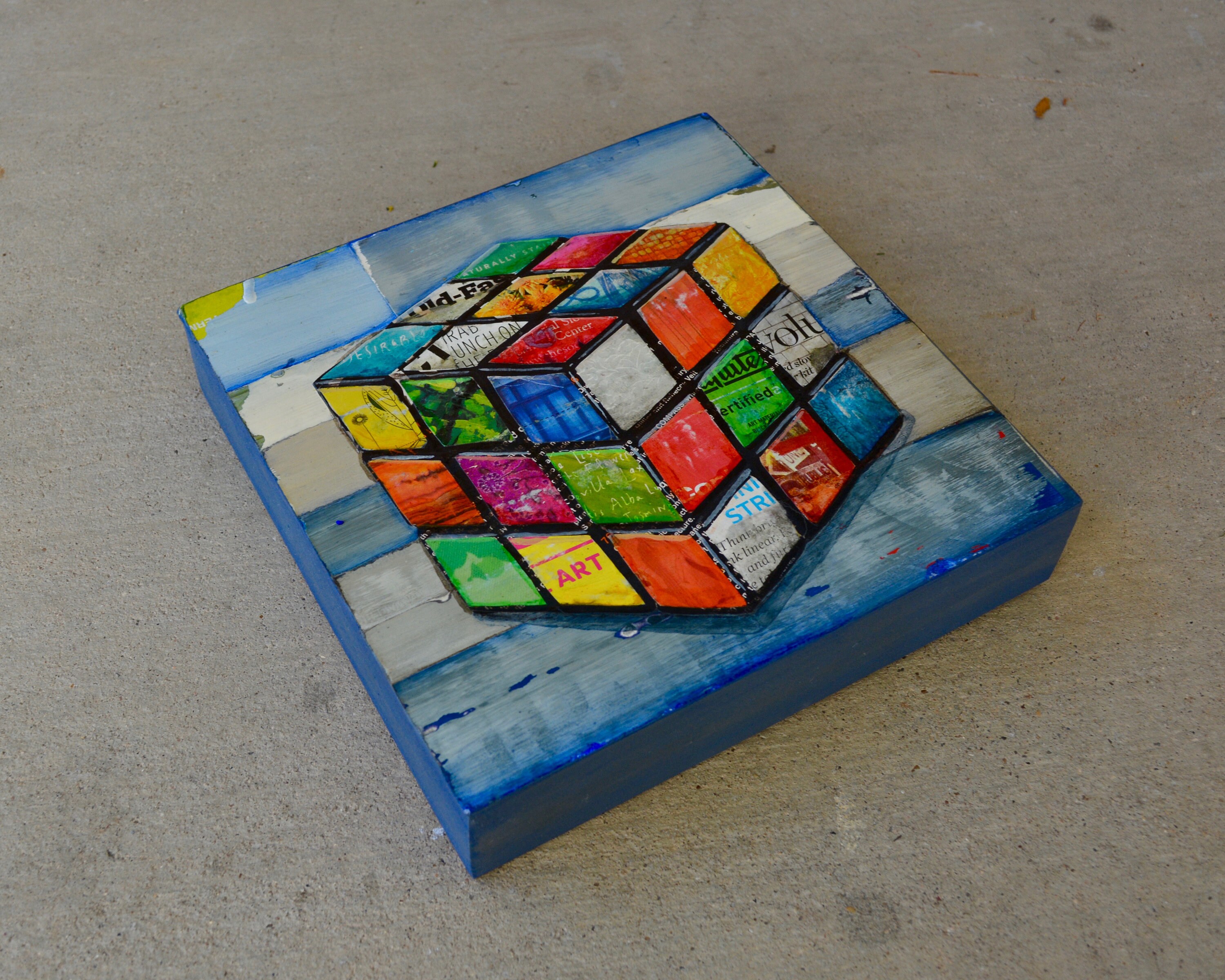 Hip 2 Be Square - Original Mixed Media Collage 8x8 by 1.5 Deep on ...