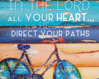 ART PRINT Proverbs 3:5-6 Christian Scripture Bicycle Beach | Etsy