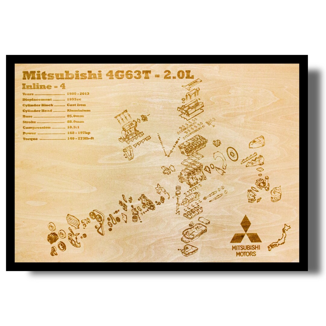 Mitsubishi 4G63T 2.0L Exploded View Poster Lancer EX 2000 Laser ...