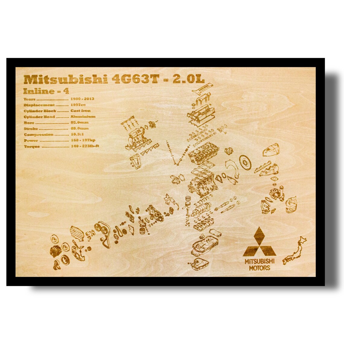 Mitsubishi 4G63T 2.0L Exploded View Poster Lancer EX 2000 Laser ...