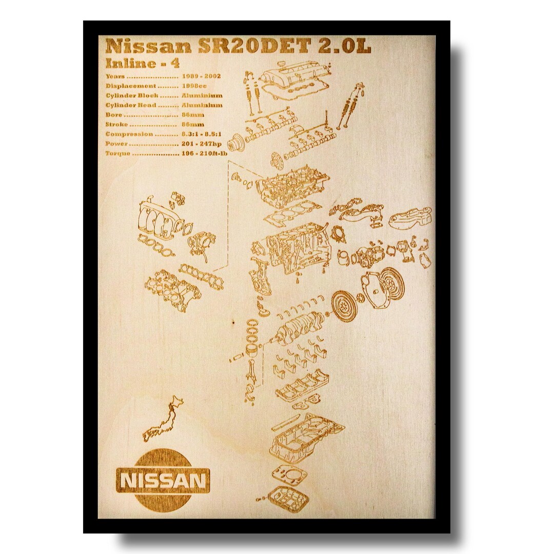 Nissan SR20DET (pre VCT) Poster U12 & U13 Bluebird Exploded View Engine ...
