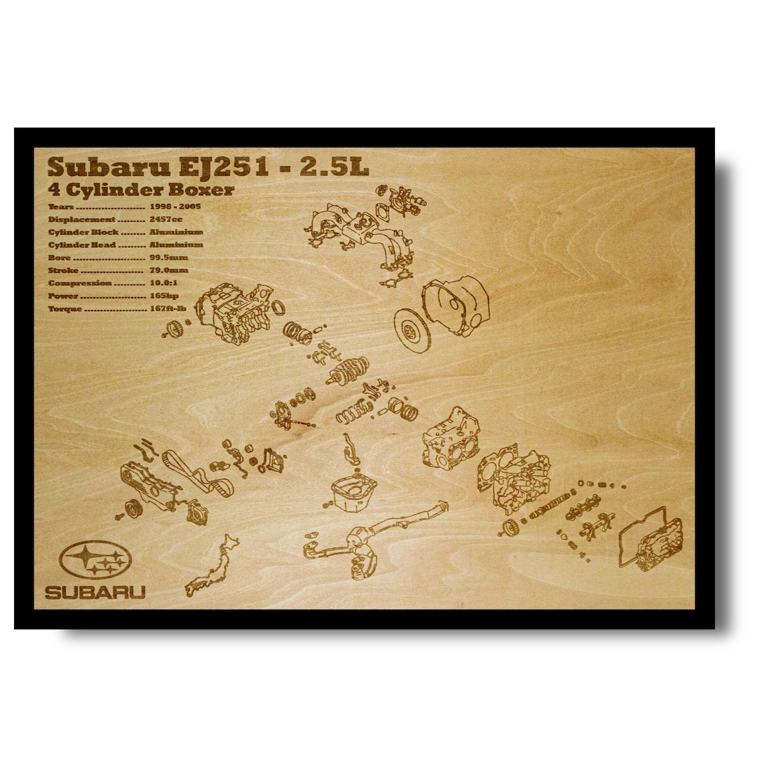 Subaru EJ251 Poster Outback Exploded View Engine Legacy Laser Engraved ...