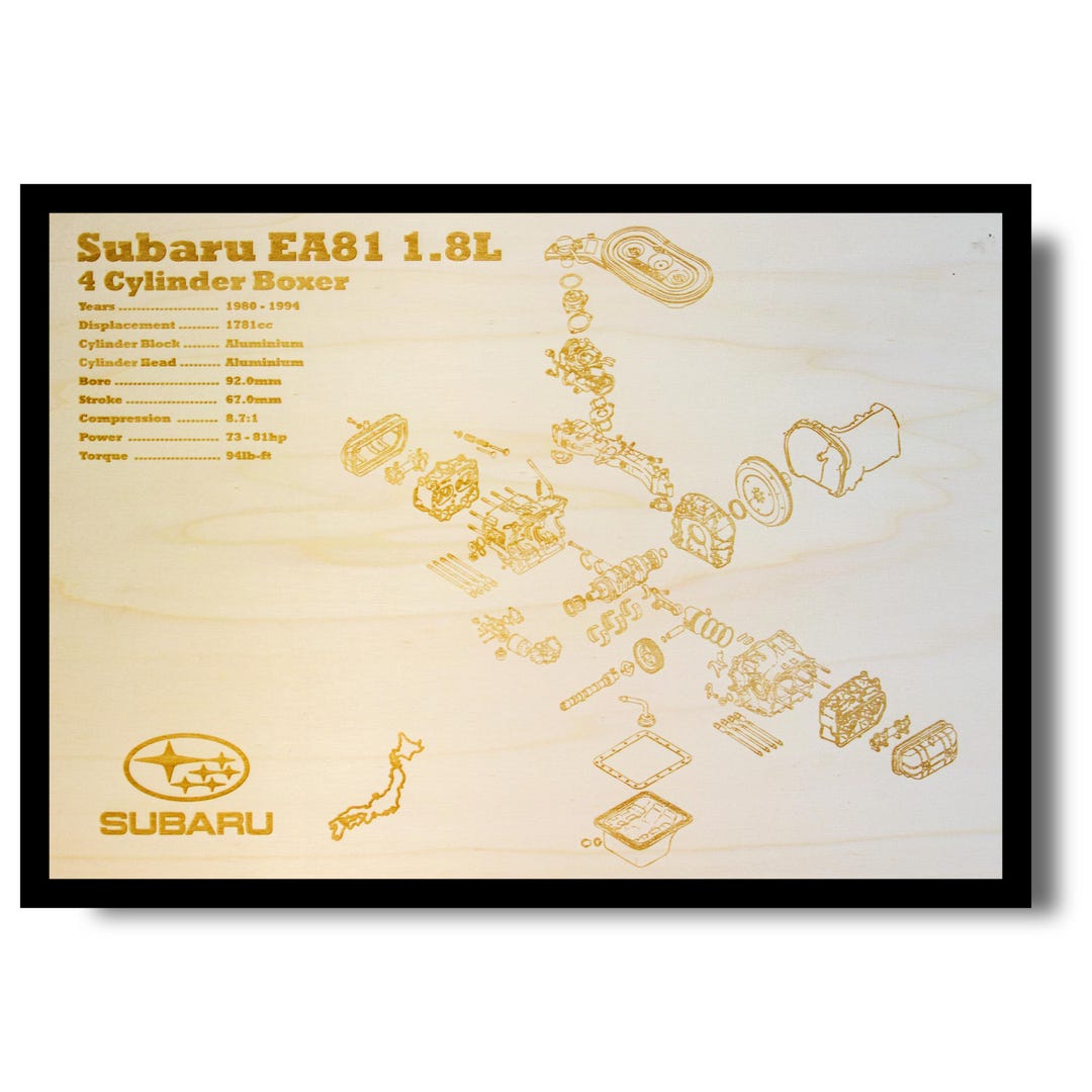 Subaru EA81 Poster Leone Exploded View Engine Brumby Laser Engraved ...