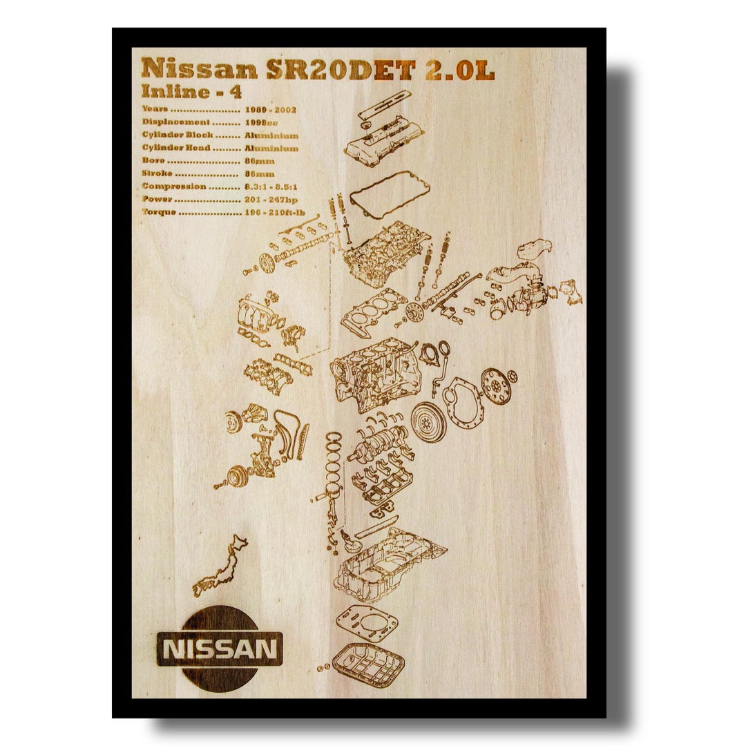Nissan Silvia S13 Poster Engine Diagram SR20 Laser Engraved Engine ...