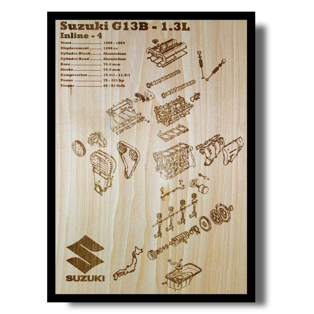 Suzuki G13B Poster RS 1 Exploded View Engine Cultus Swift Gti Laser ...