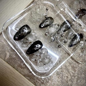 Silver Chrome Y2K Press on Nails: Hand Painted Faux Acrylic - Etsy